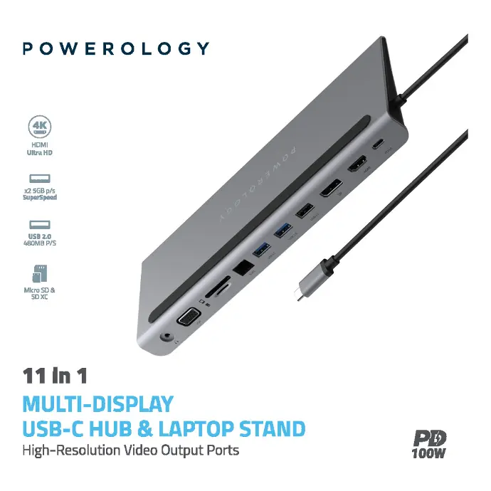 11-in-1 USB Hub & Laptop Stand | Powerology